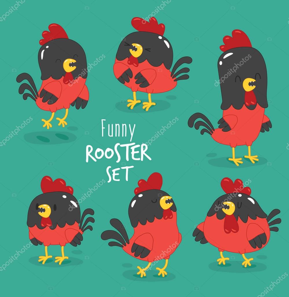 Funny roosters set Stock Vector Image by ©lenkaserbina #129944694