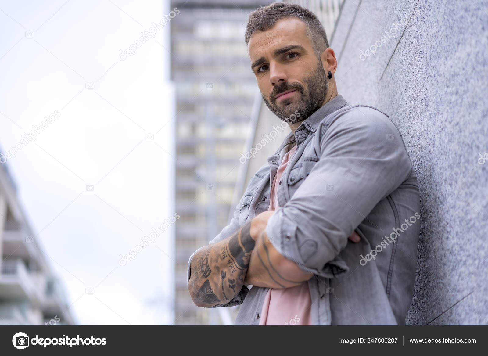 Portrait Attractive Young Man Denim Shirt Stock Photo by ©unaihuizi ... Portrait Attractive Young Man Denim Shirt Stock Photo by ©unaihuizi ...