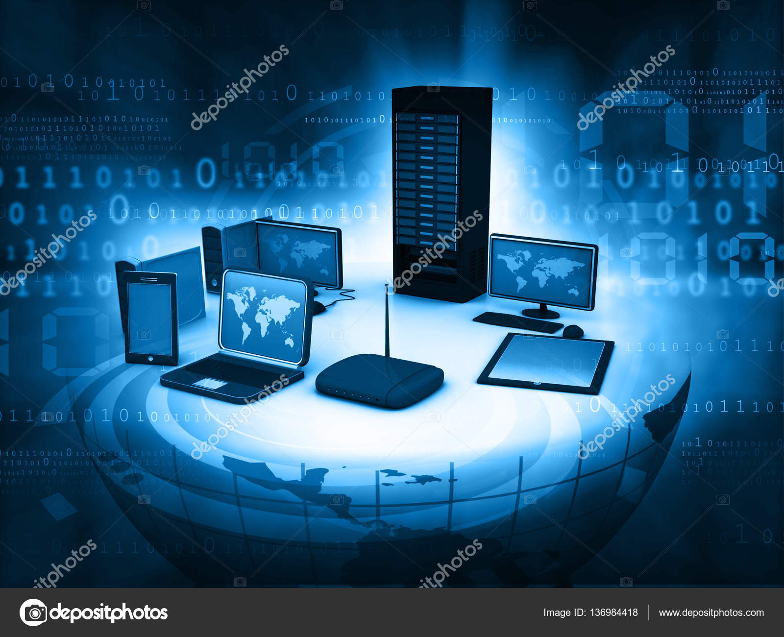 Computer Network and internet communication concept — Stock Photo ...