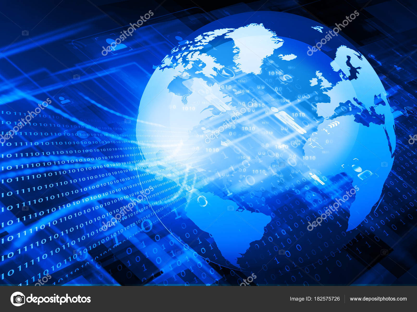 Globalization Fiber Optics Digital World Global Internet Technology ...