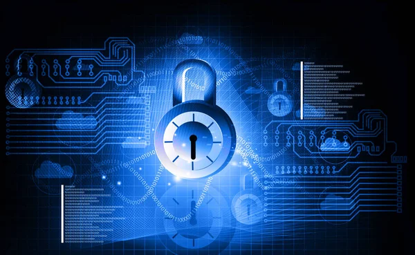 Internet security. Pad lock on digital tech background - Stock Image ...