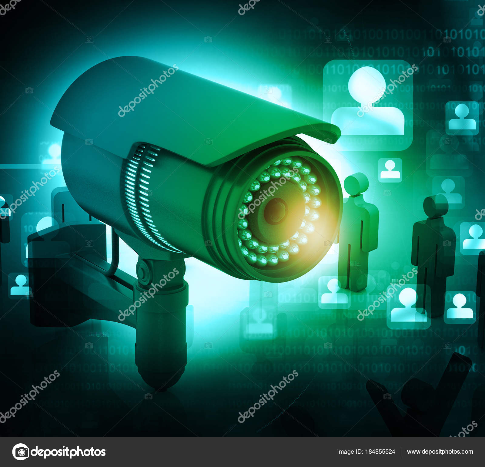 Render Surveillance Camera People Technology Background Stock Photo by ...