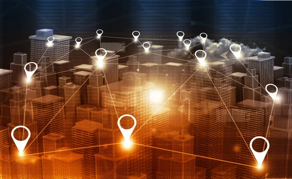 City map or city network. 3d illustration - Stock Image - Everypixel