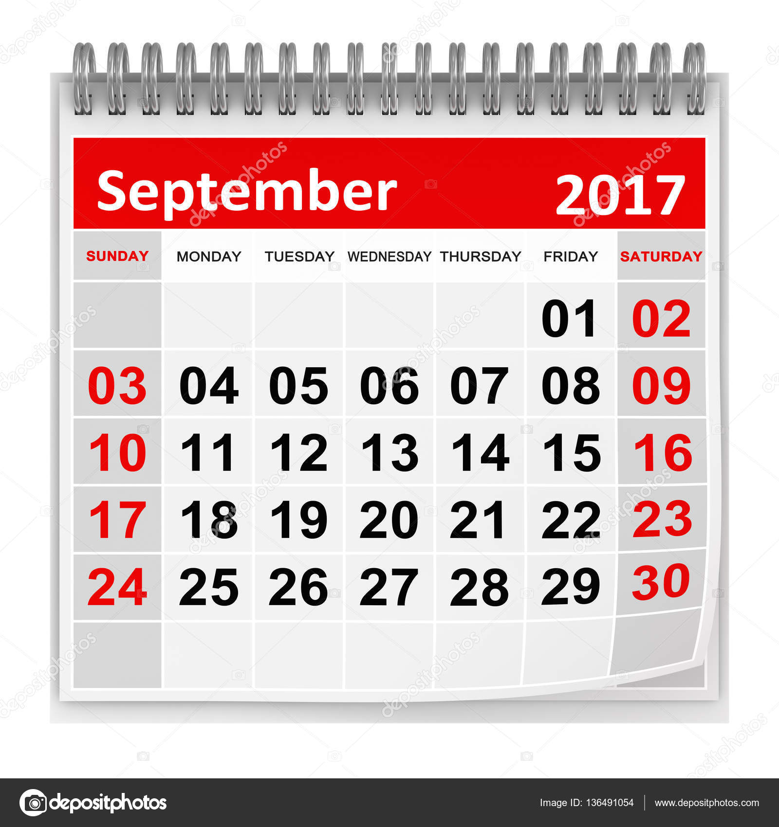 Calendar - September 2017 — Stock Photo © adempercem #136491054