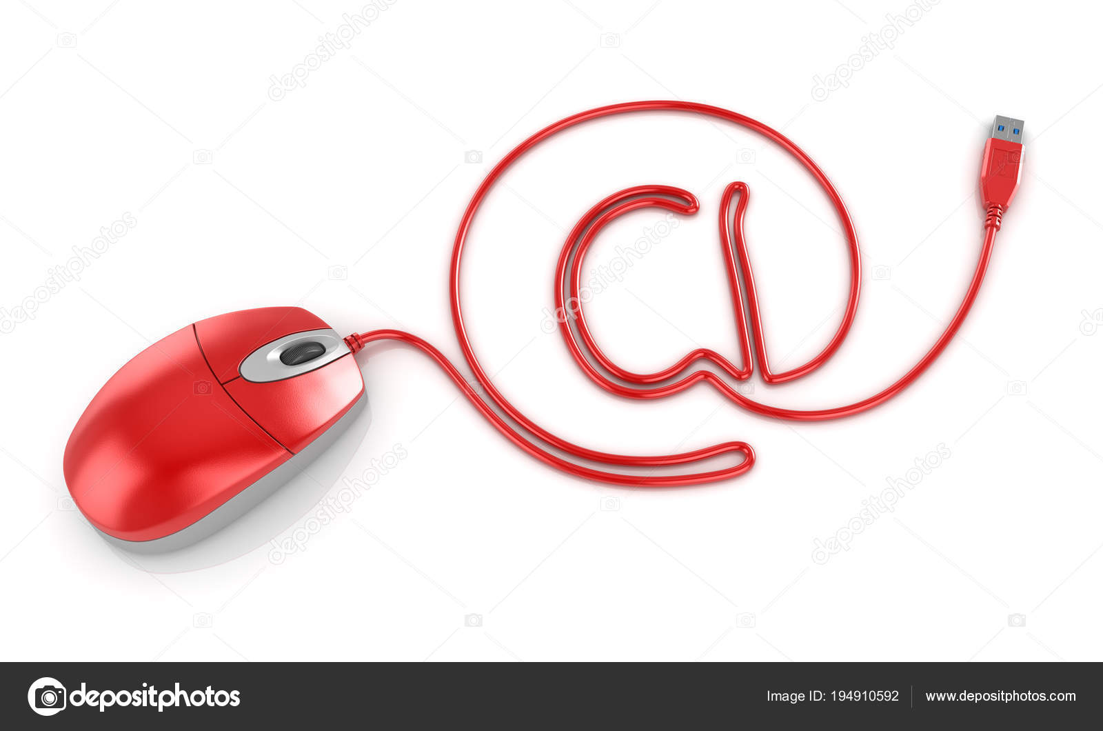 At Symbol with Computer Mouse Cable Stock Photo by ©adempercem 194910592