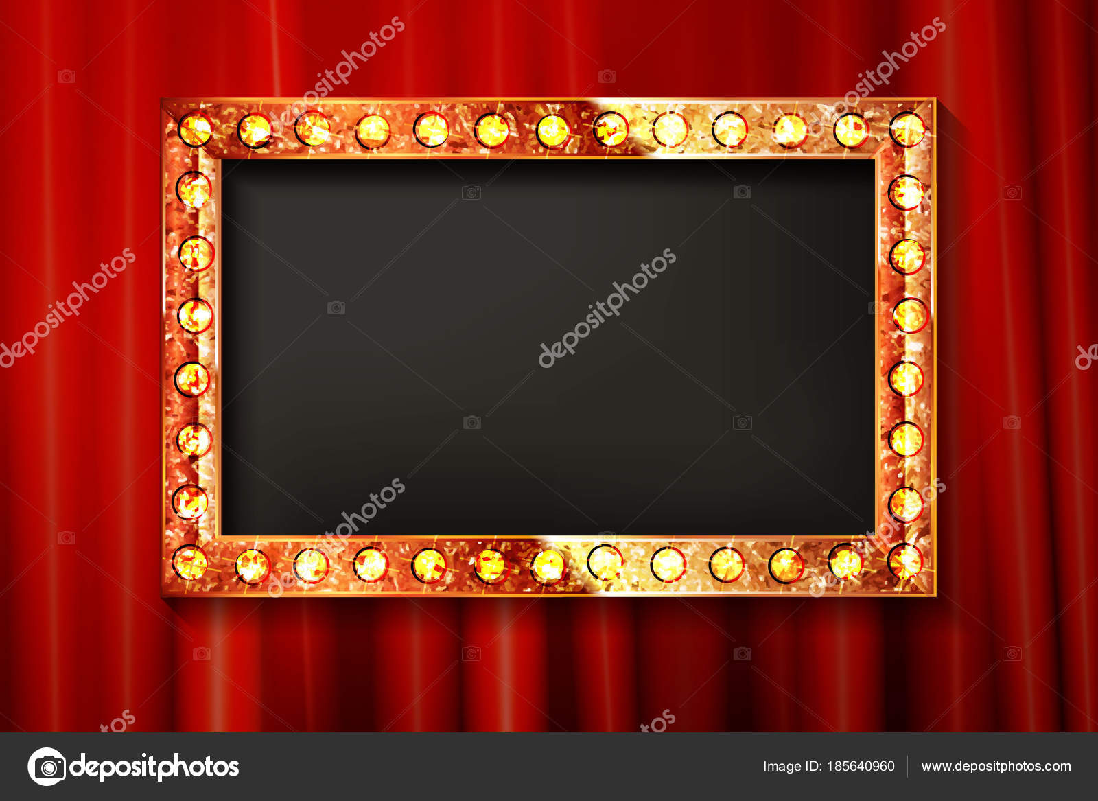 Gold frame with light bulbs Stock Vector by ©nastyaaroma2011 185640960