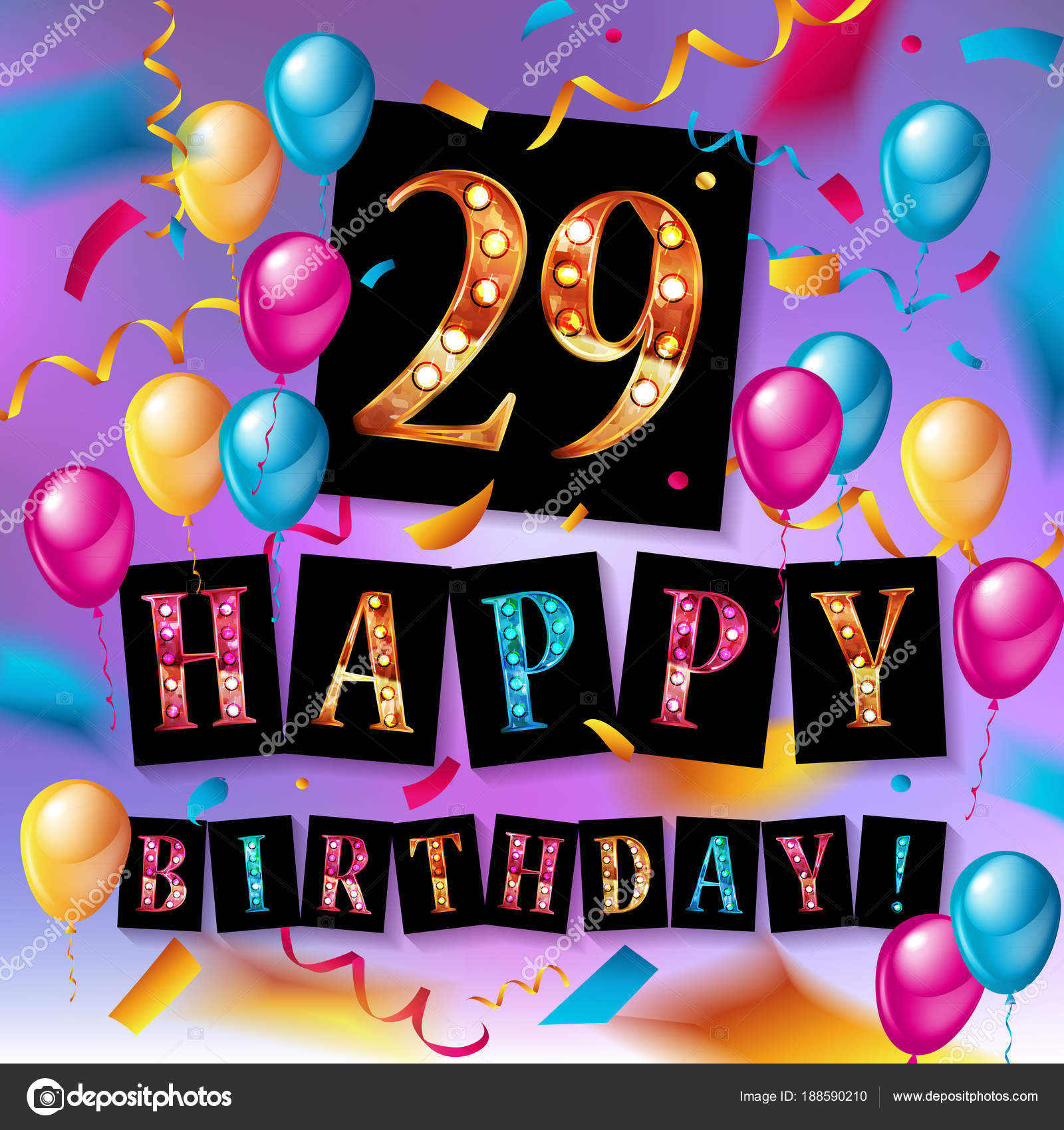 Happy birthday 29 years anniversary — Stock Vector © nastyaaroma2011 ...