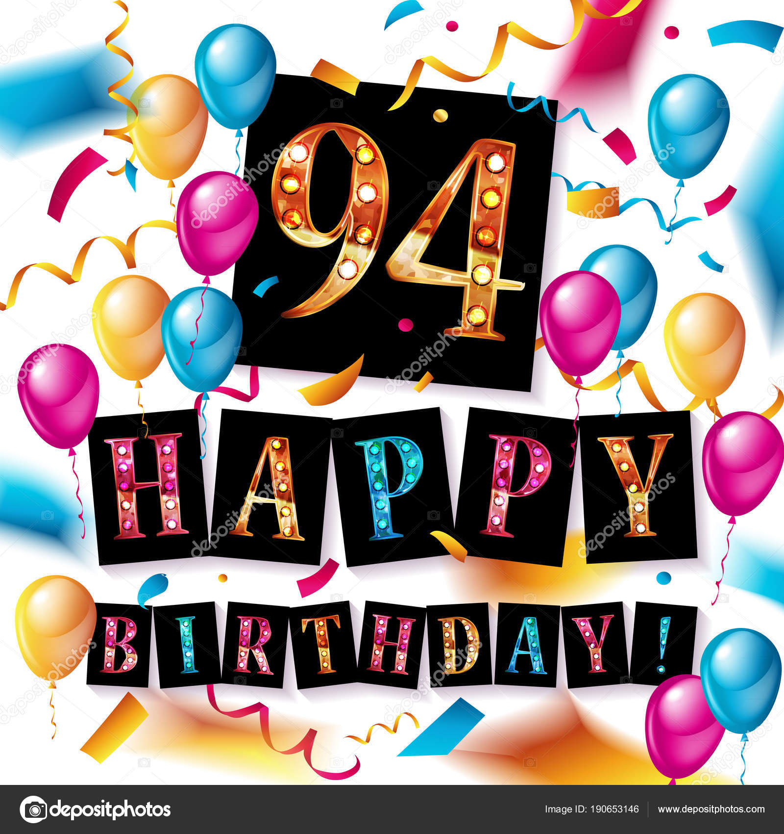 Happy birthday 94 years anniversary Stock Vector Image by ...