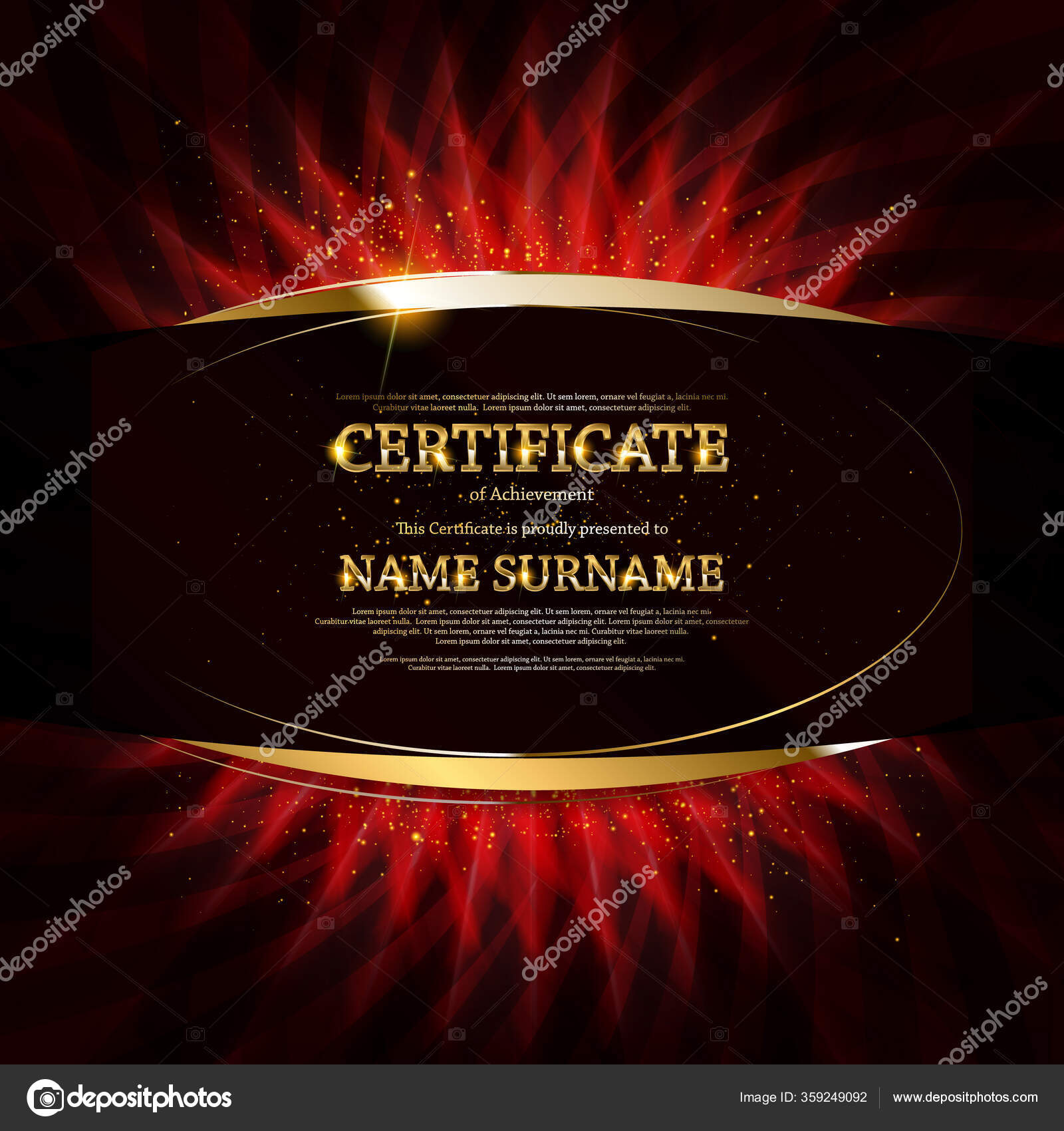 Certificate Diploma Completion Black Design Template Dark Background ...