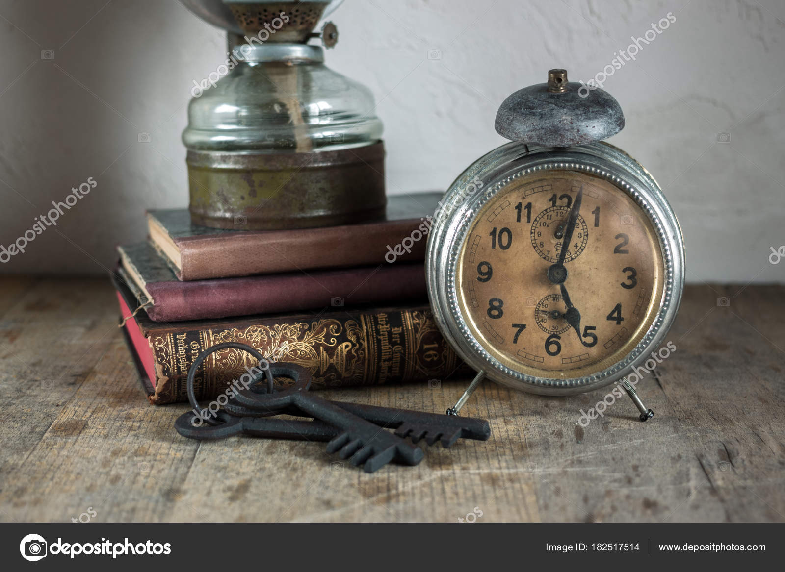 Art & Collectibles Oil Vintage Clock Still Life Still life with clock Still life with table ...