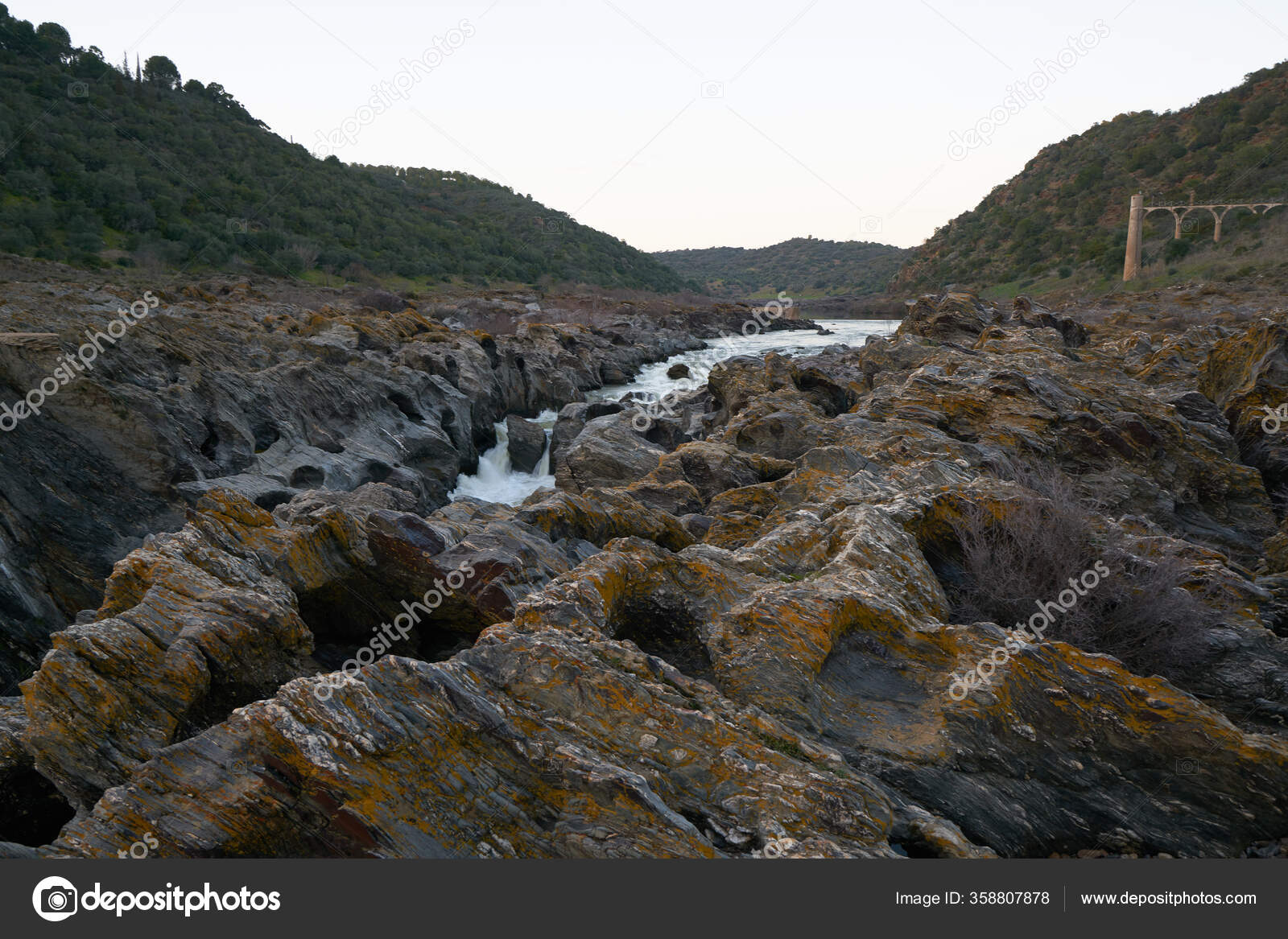 Pulo Lobo Waterfall River Guadiana Rock Details Mertola Alentejo ...