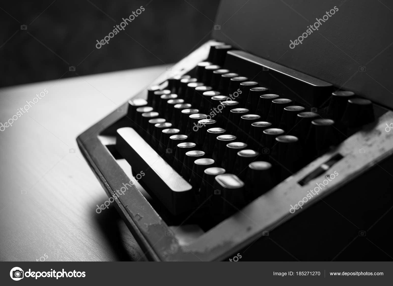 Close up of old typewriter on the table. Black and White tone — Stock ...
