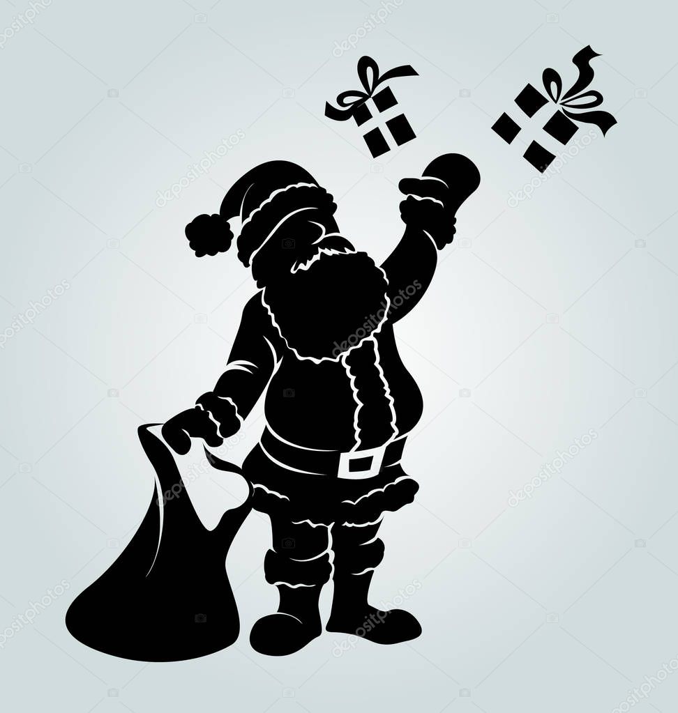 Silhouette vectorielle du Père Noël avec un cadeau Vecteur par ©onot ...