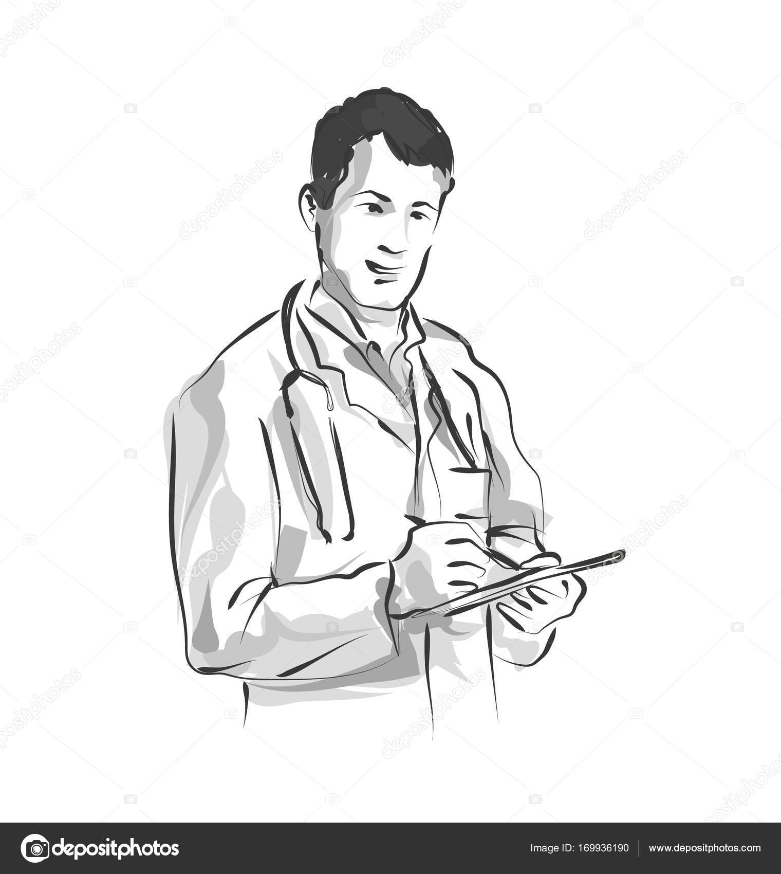 Vector line sketch Doctor Stock Vector Image by ©onot #169936190