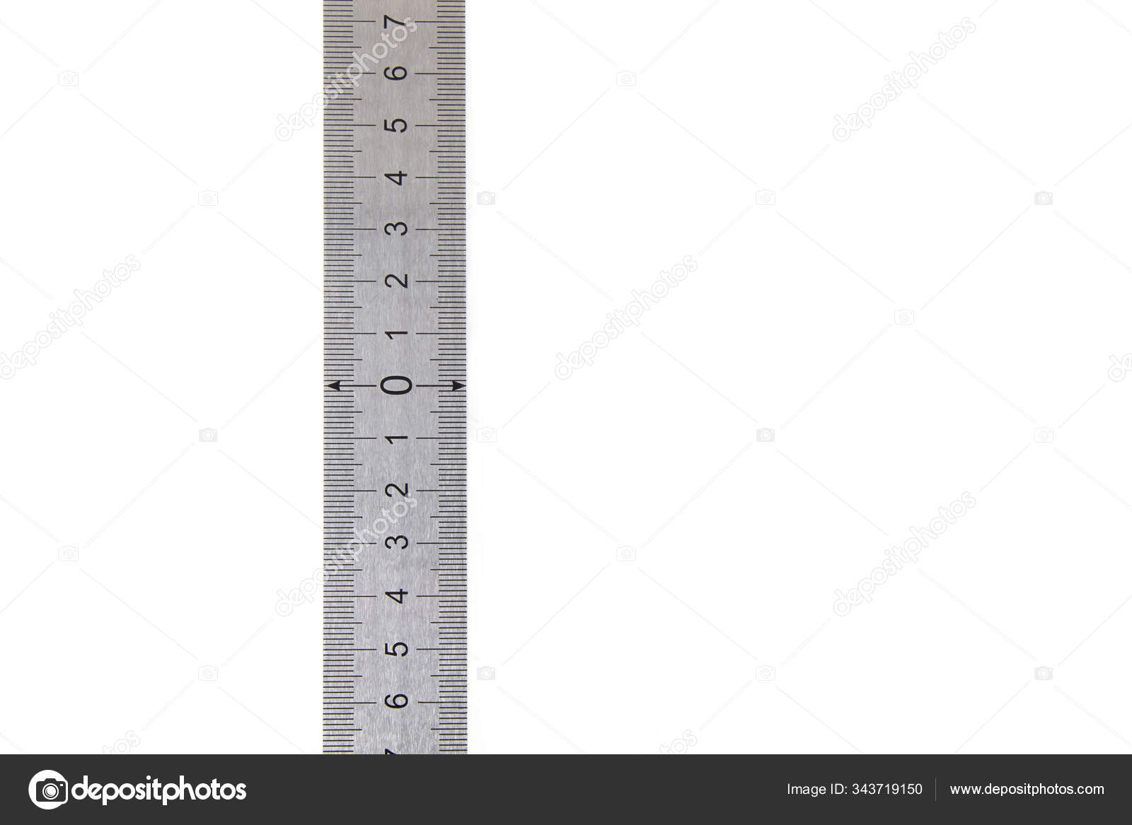 Metal Ruler White Isolated Background Black Numbers Scale Vertically ...
