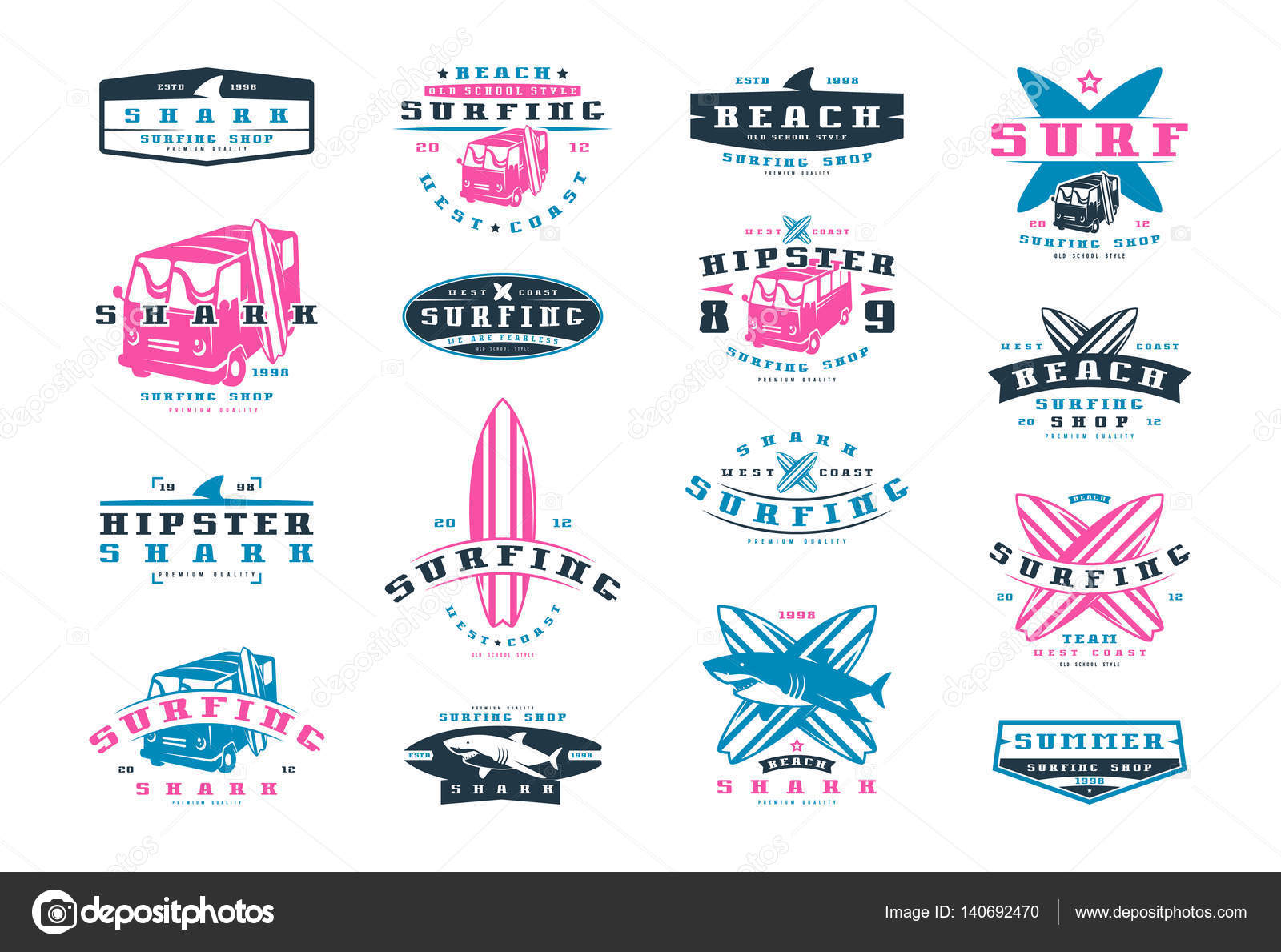 Set of surfing emblems. Graphic design for t-shirt Stock Vector Image ...