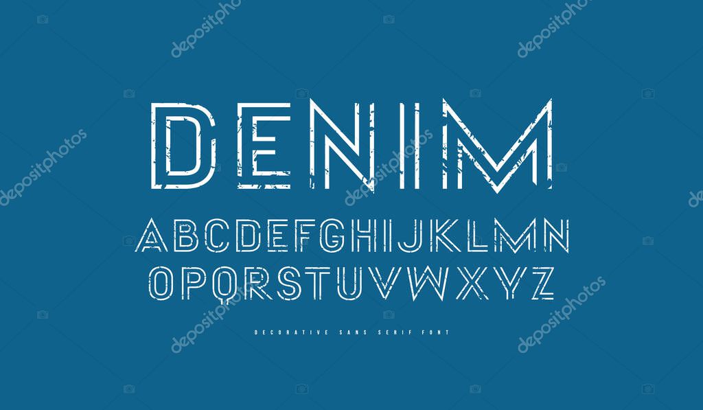 Mostrar fuente sans serif de estilo sport. Letras decorativas a rayas ...