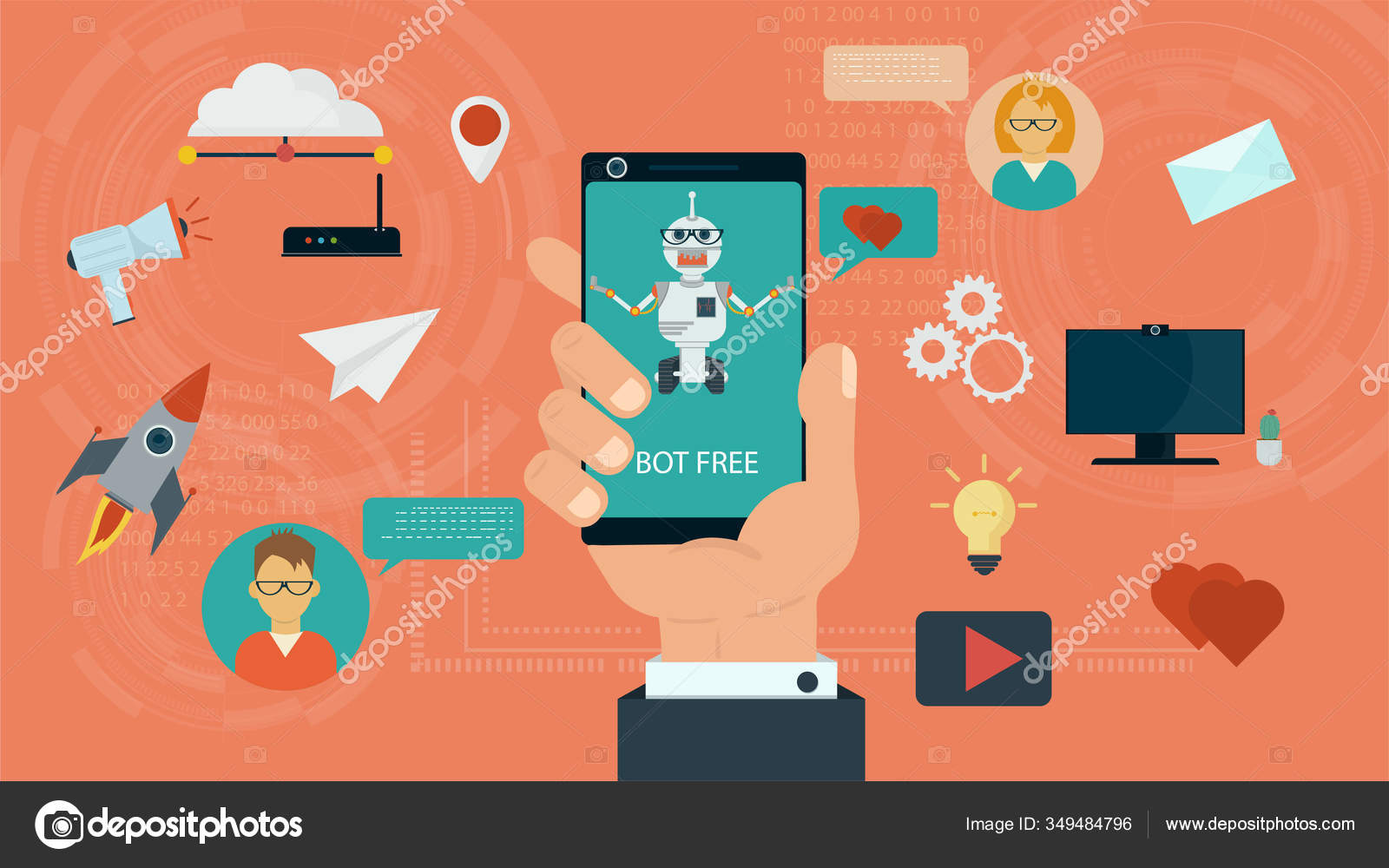 Banner Hand Holding Phone Virtual Help Chatbot Website Mobile Apps ...