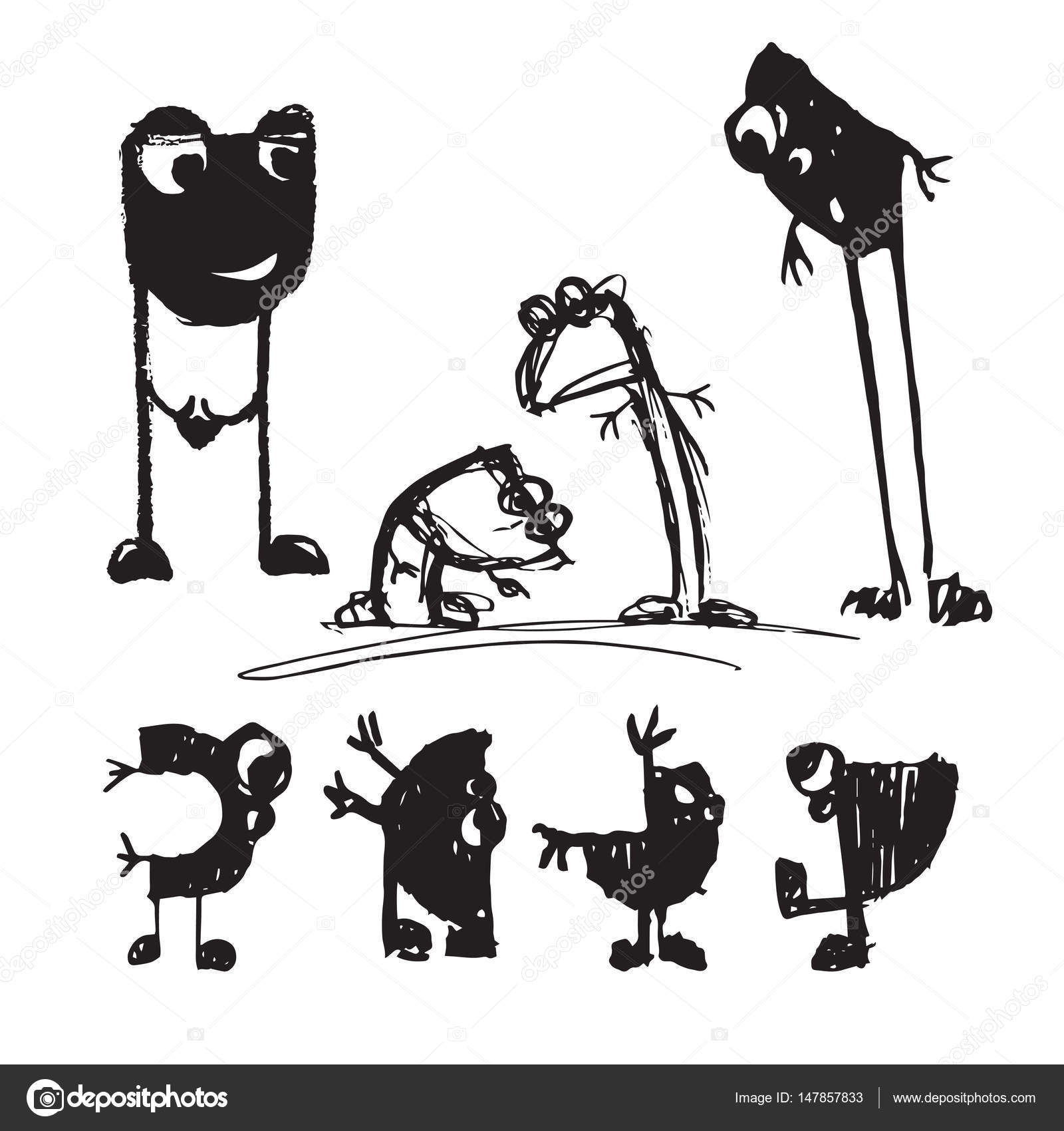 Cartoonish creatures. Children's drawings. Vector Stock Vector by ...