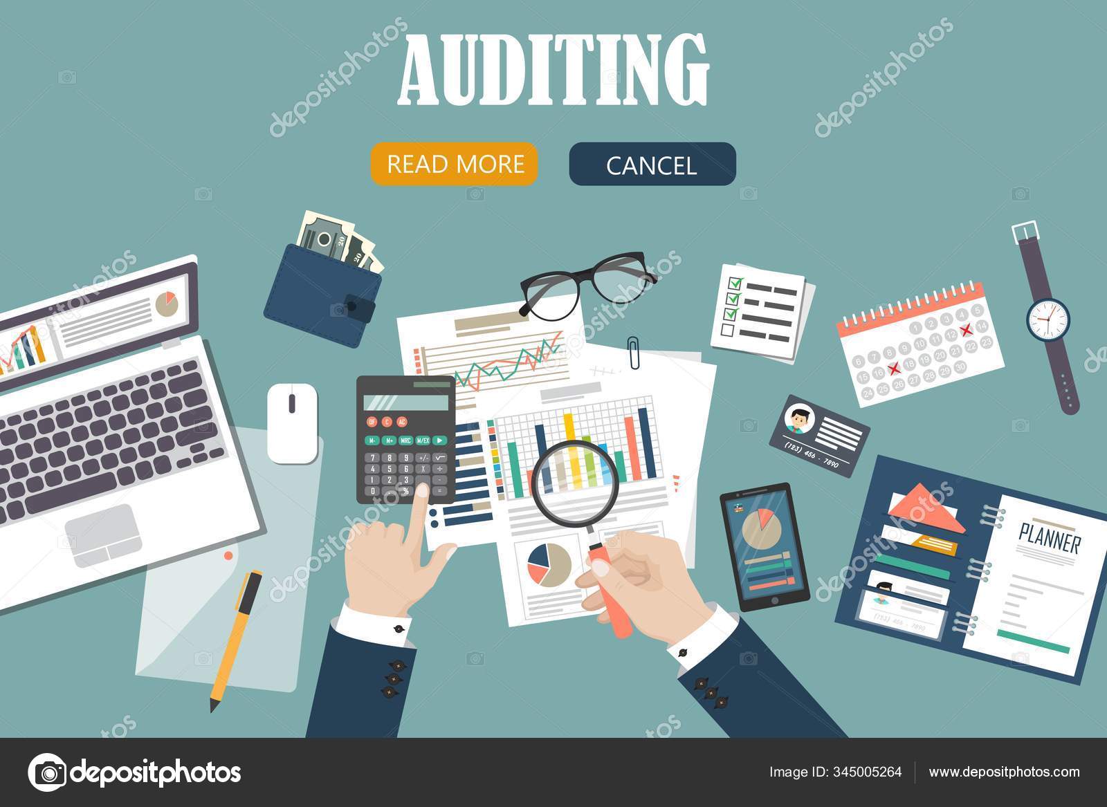 Flat Design Auditing Analysis Data Accounting Planning Management ...