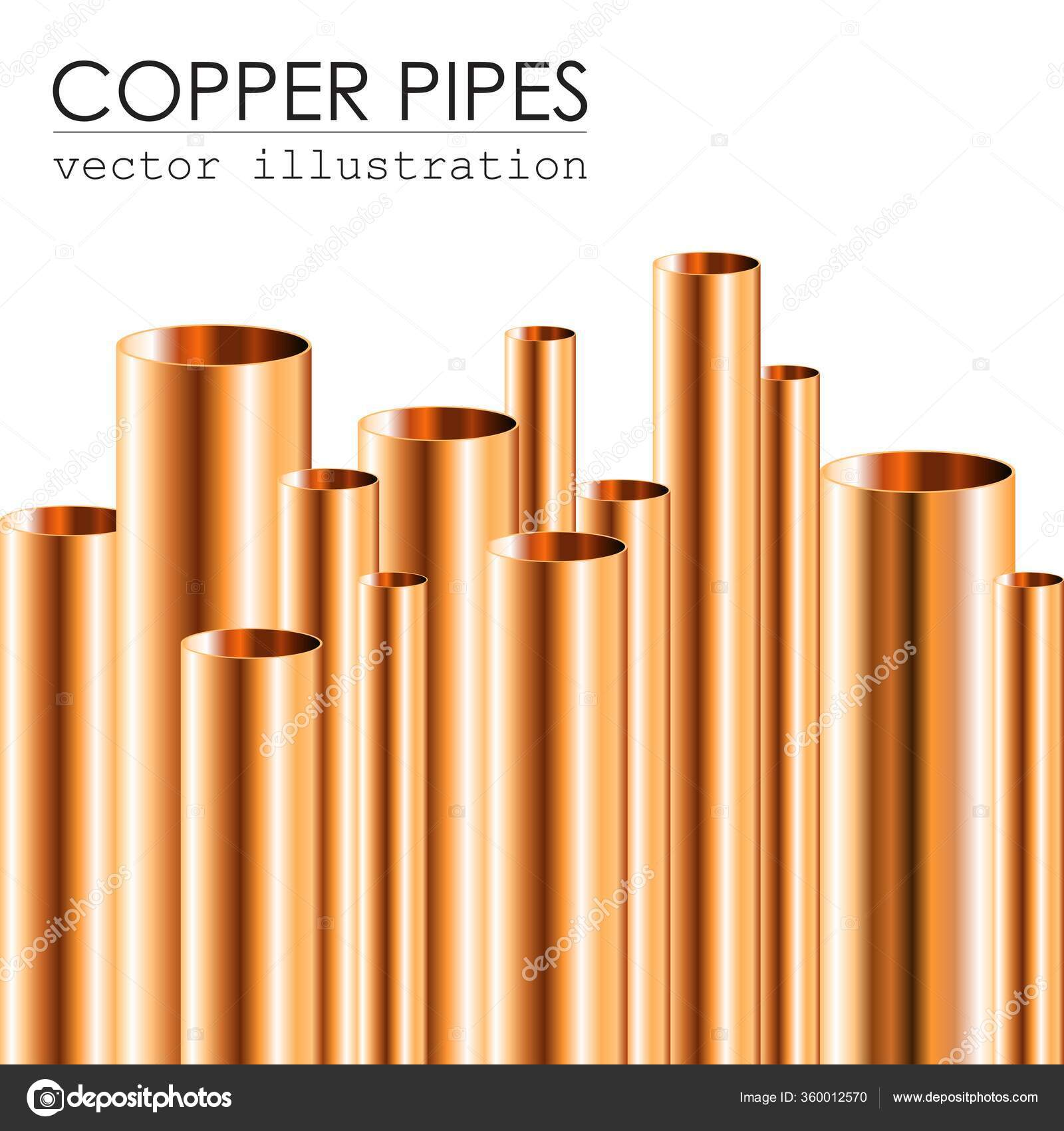 Copper Pipes Vector Illustration Isolated Different Sizes Copper Pipes Stock Vector by ...