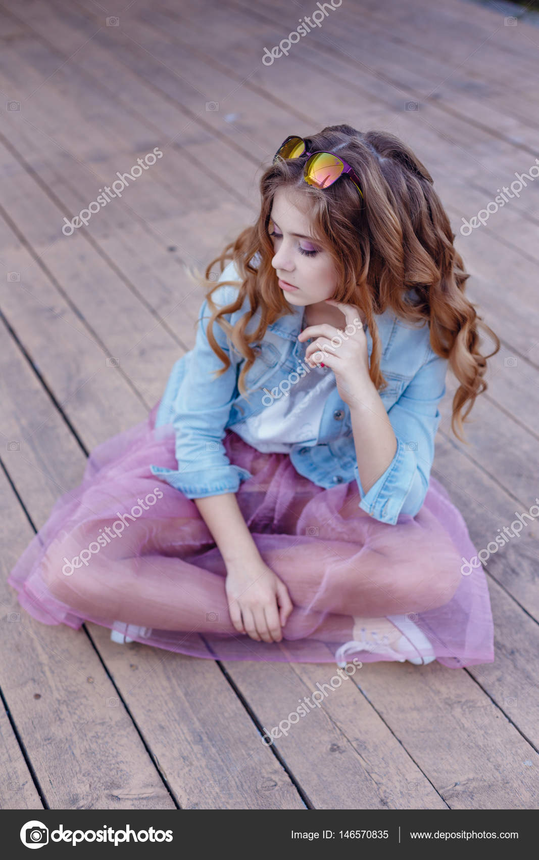 Little Girl Skirt Sitting