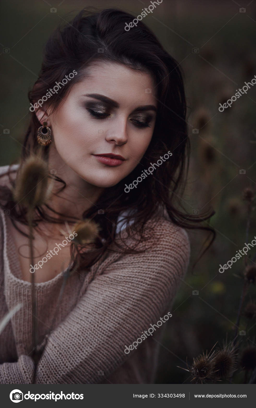 Girl resting in the village, portrait of a woman in rustic style. Stock ...