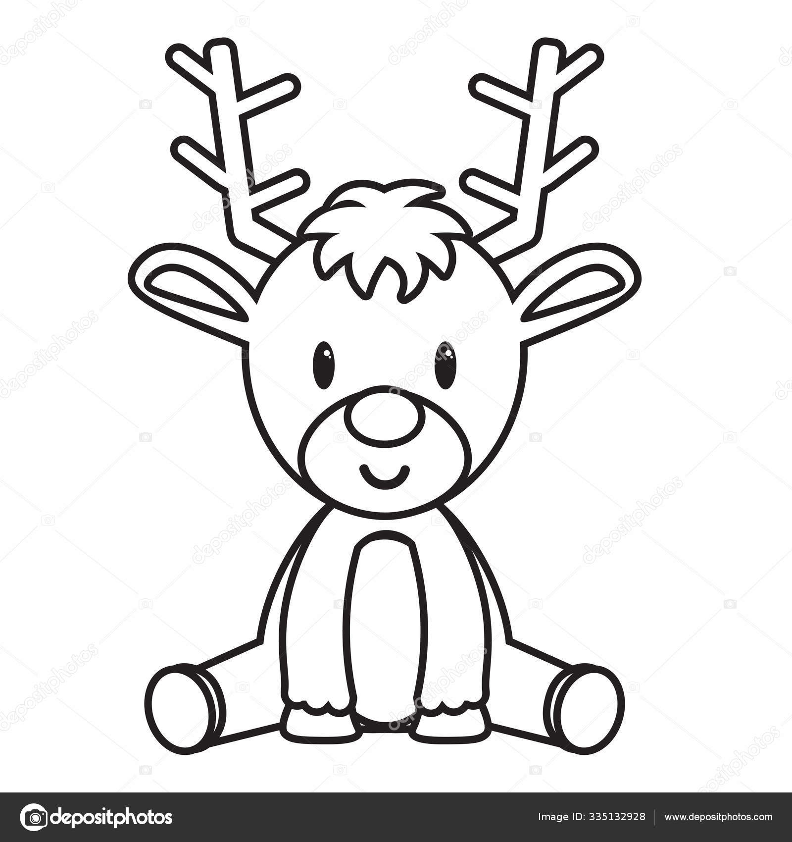Reindeer Cartoon Black And White