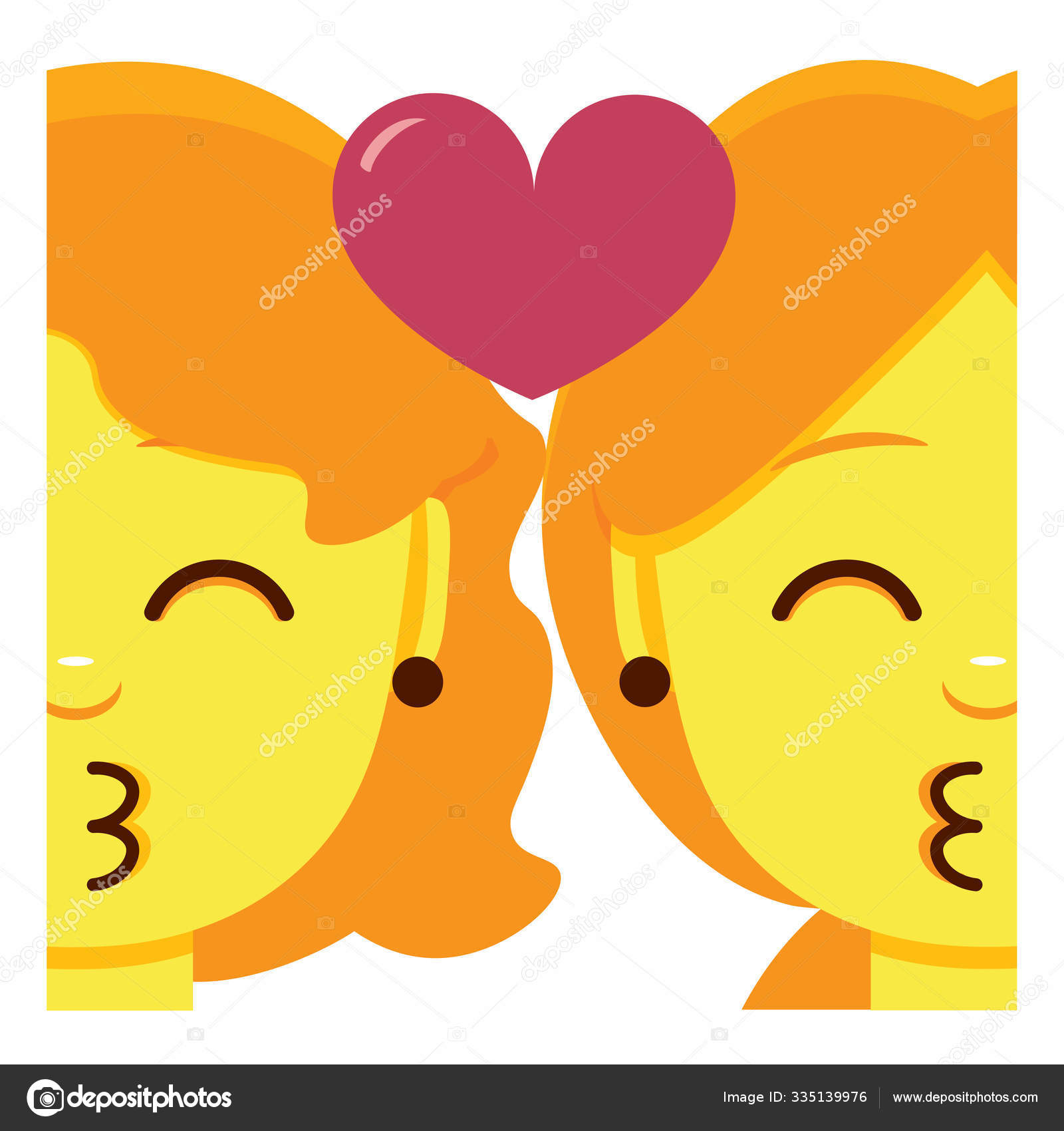 Vector lindo kawaii pareja besando emoji colorido aislado Vector de ...
