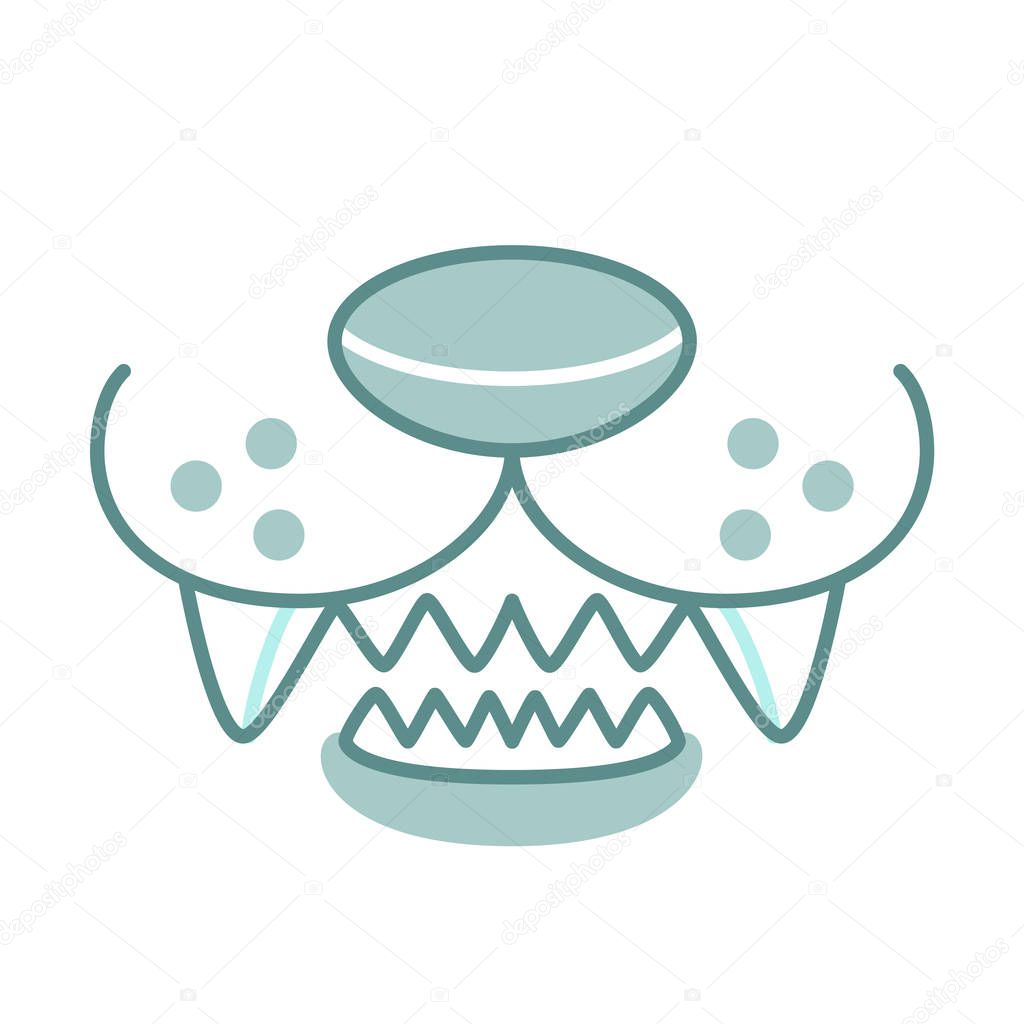 Dibujos animados enojado boca emoji icono aislado 2024