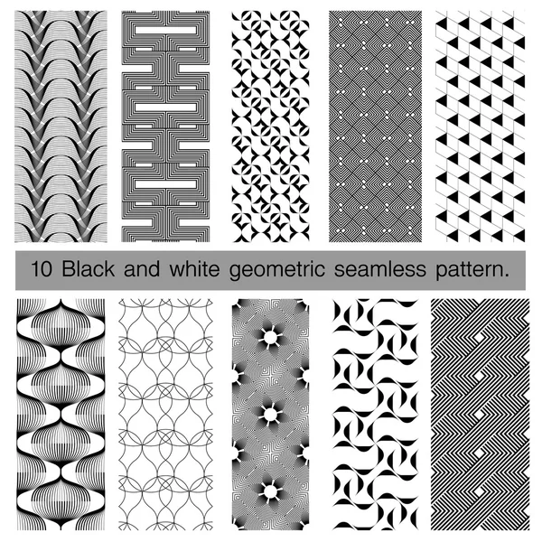 50 black and white geometric seamless pattern set. ⬇ Vector Image by ...