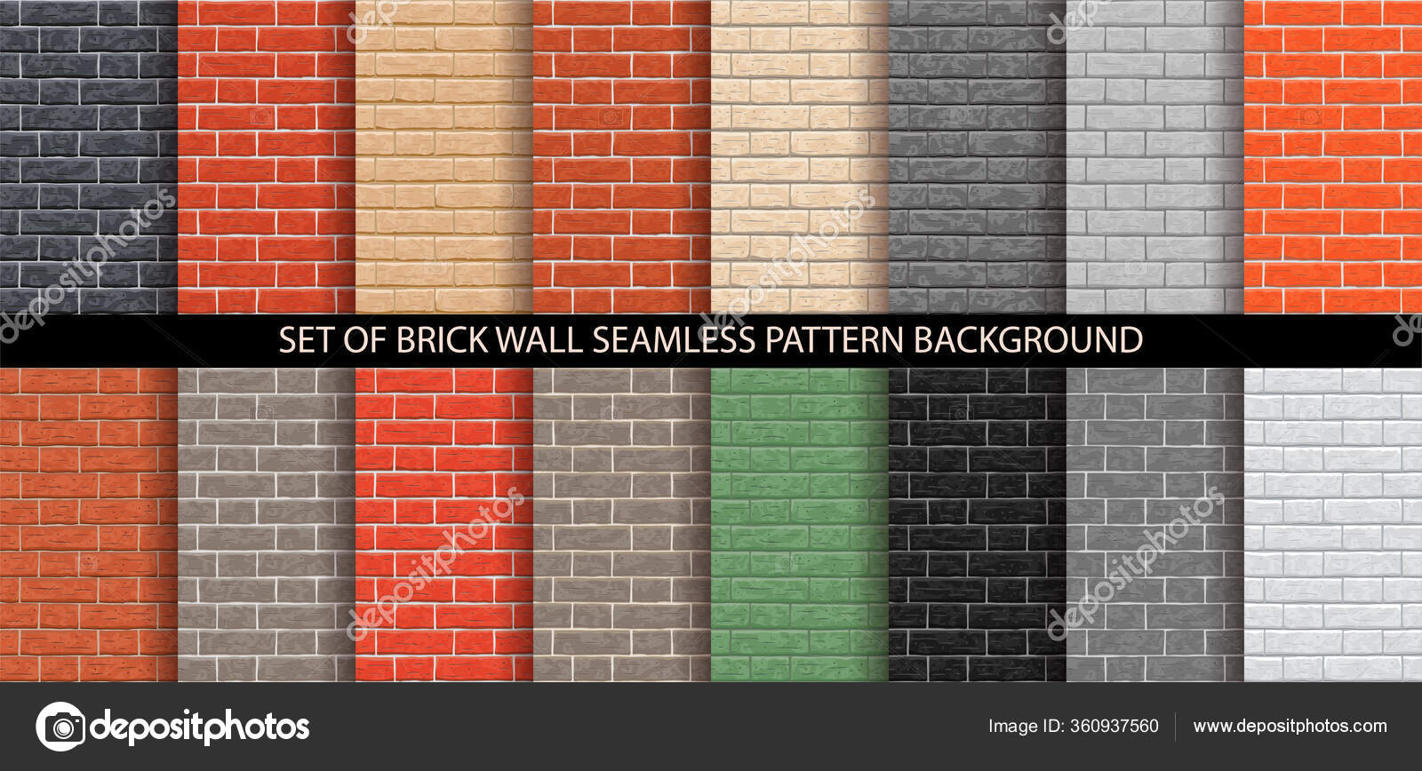 Brick wall seamless pattern background set. Stock Vector Image by ...