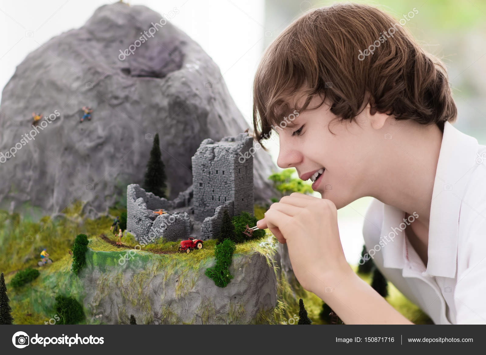 School student working on model building project Stock Photo by ...