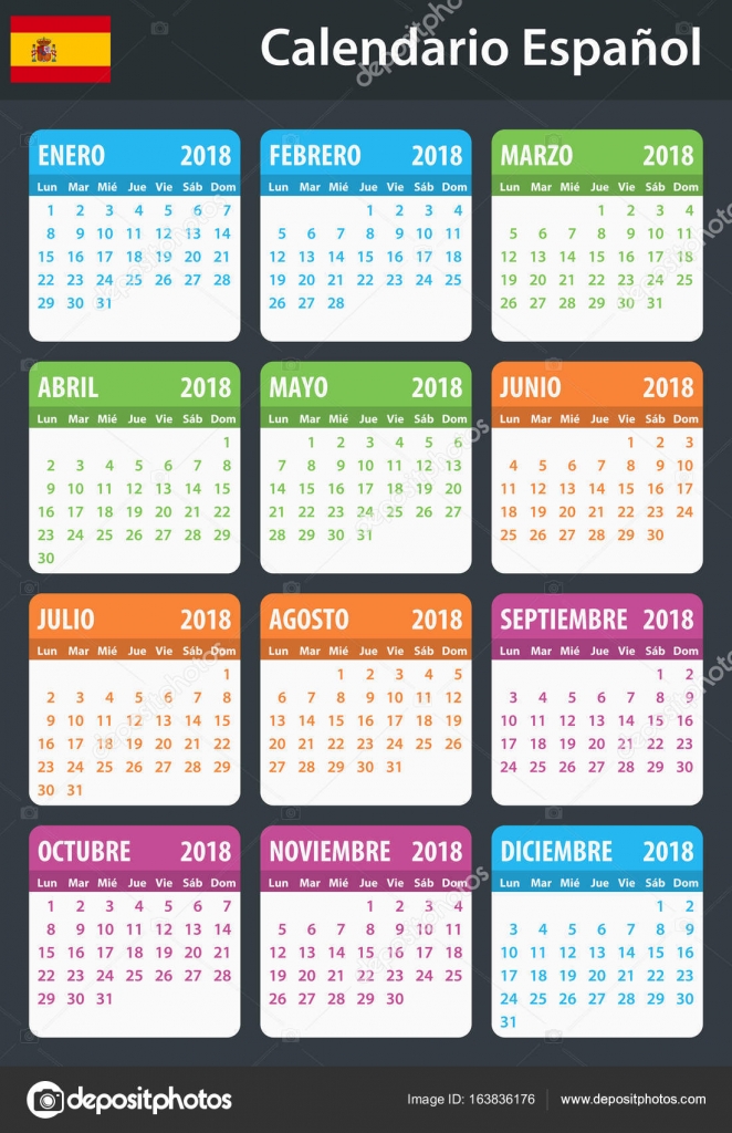 Spanish Calendar 2017 Calendario Espanol 2017 Stock Vector