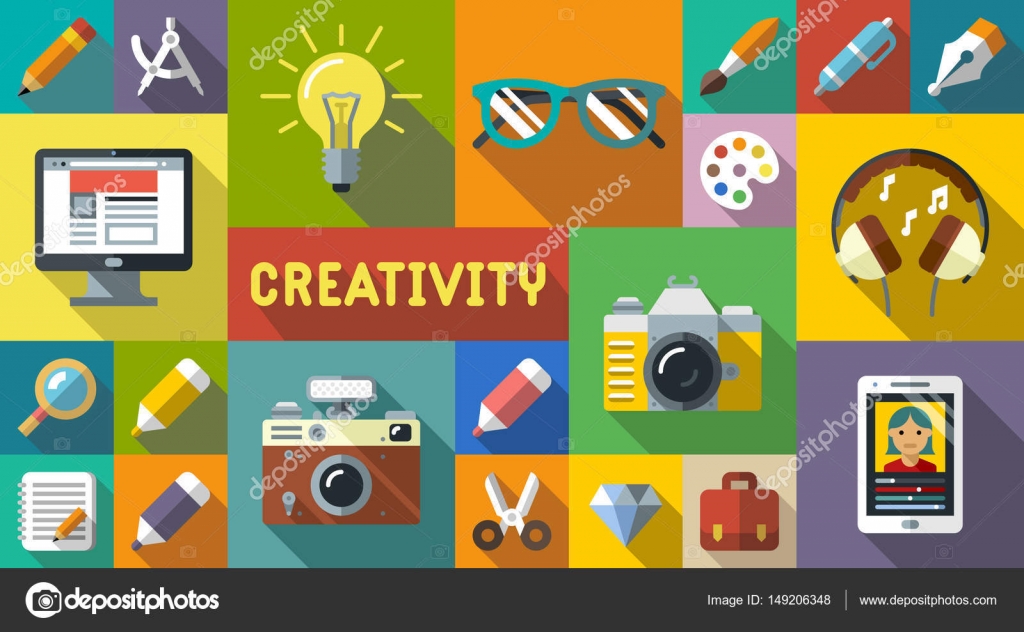 Creativity flat icons illustration Stock Illustration by ©Sashatigar ...