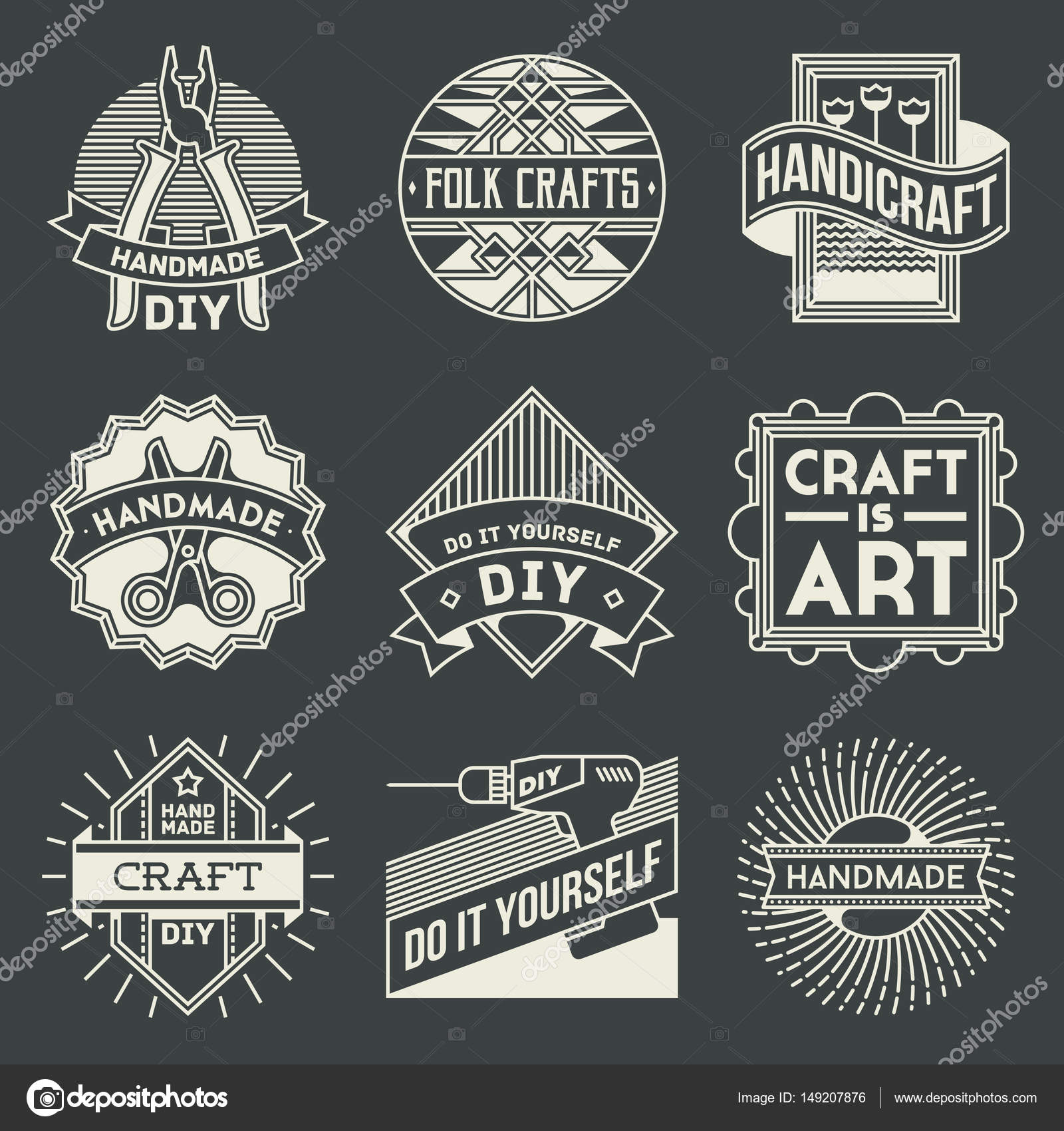 Handicraft and handmade signs set Stock Vector Image by ©Sashatigar ...