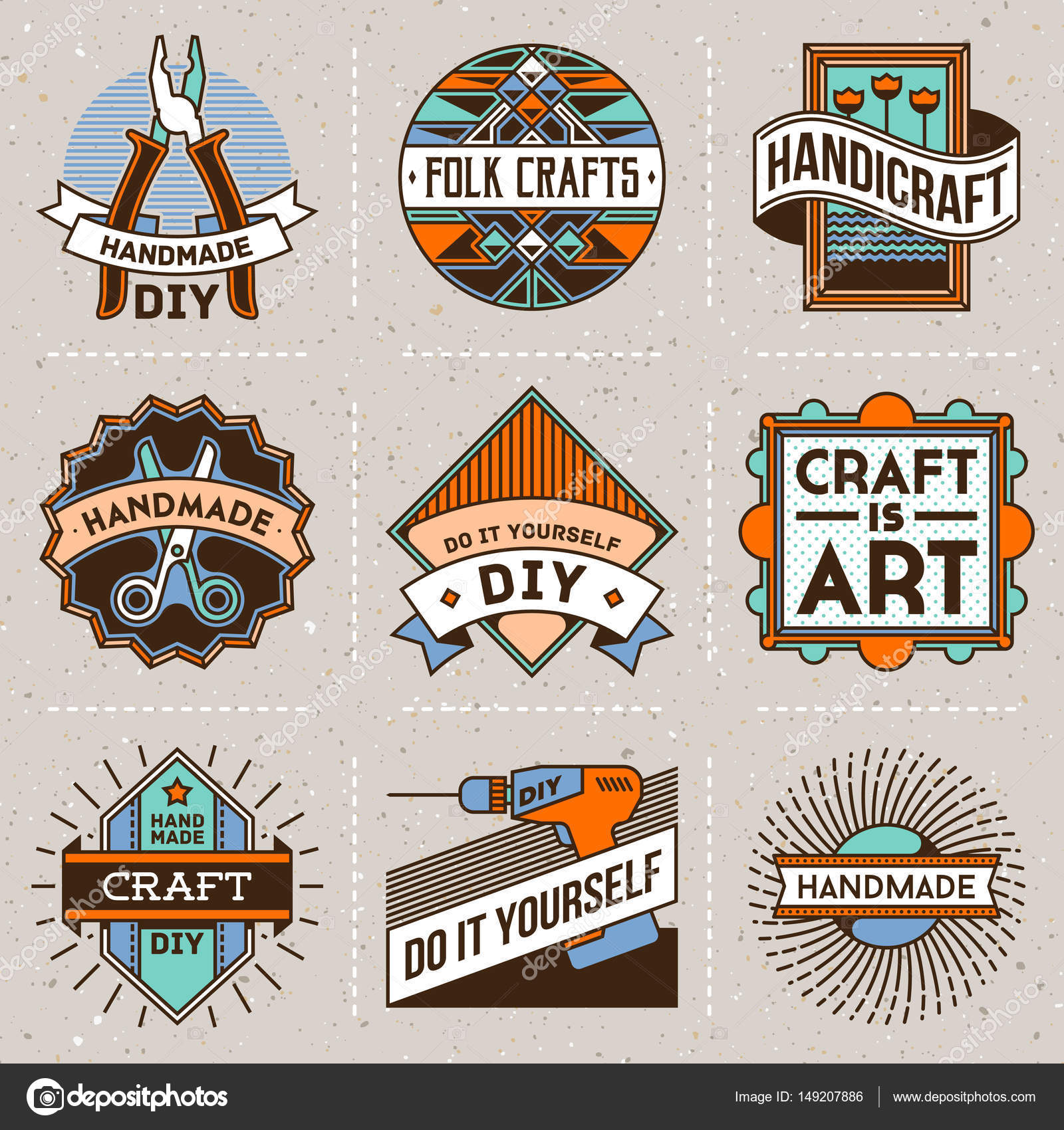 Handicraft and handmade signs set Stock Illustration by ©Sashatigar ...