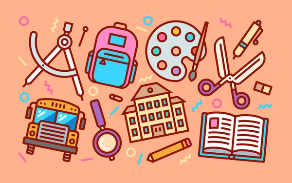 Back to school line art illustration — Stock Vector © Sashatigar #149211324