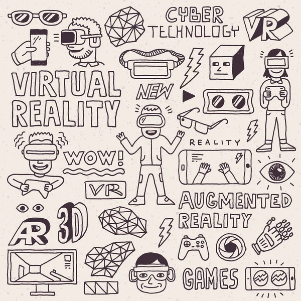 Virtual augmented reality hand draw set — Stock Vector © Sashatigar ...