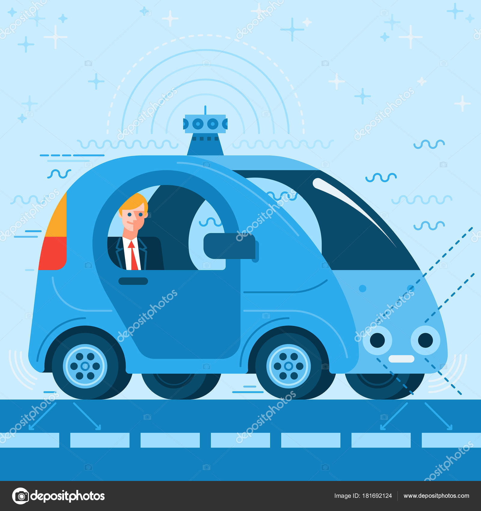 Autonomous Driverless Car Passenger Back Seat Stock Vector by ©Sashatigar 181692124