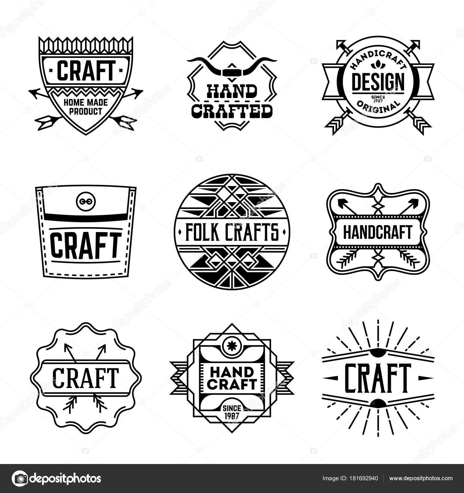 Simple Mono Lines Logos Collection Hand Craft Design Set Stock Vector ...