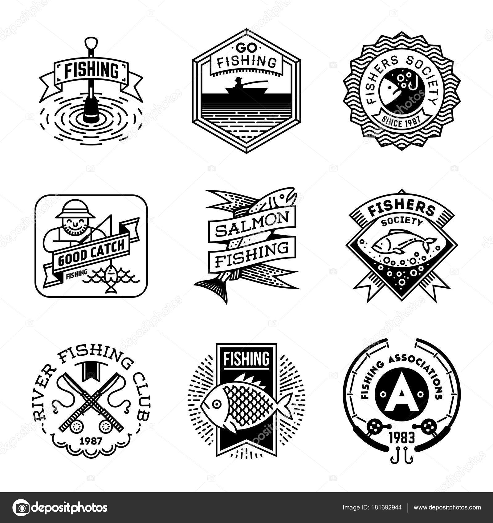 Simple Mono Lines Logos Collection Fishing Stock Vector by ©Sashatigar ...