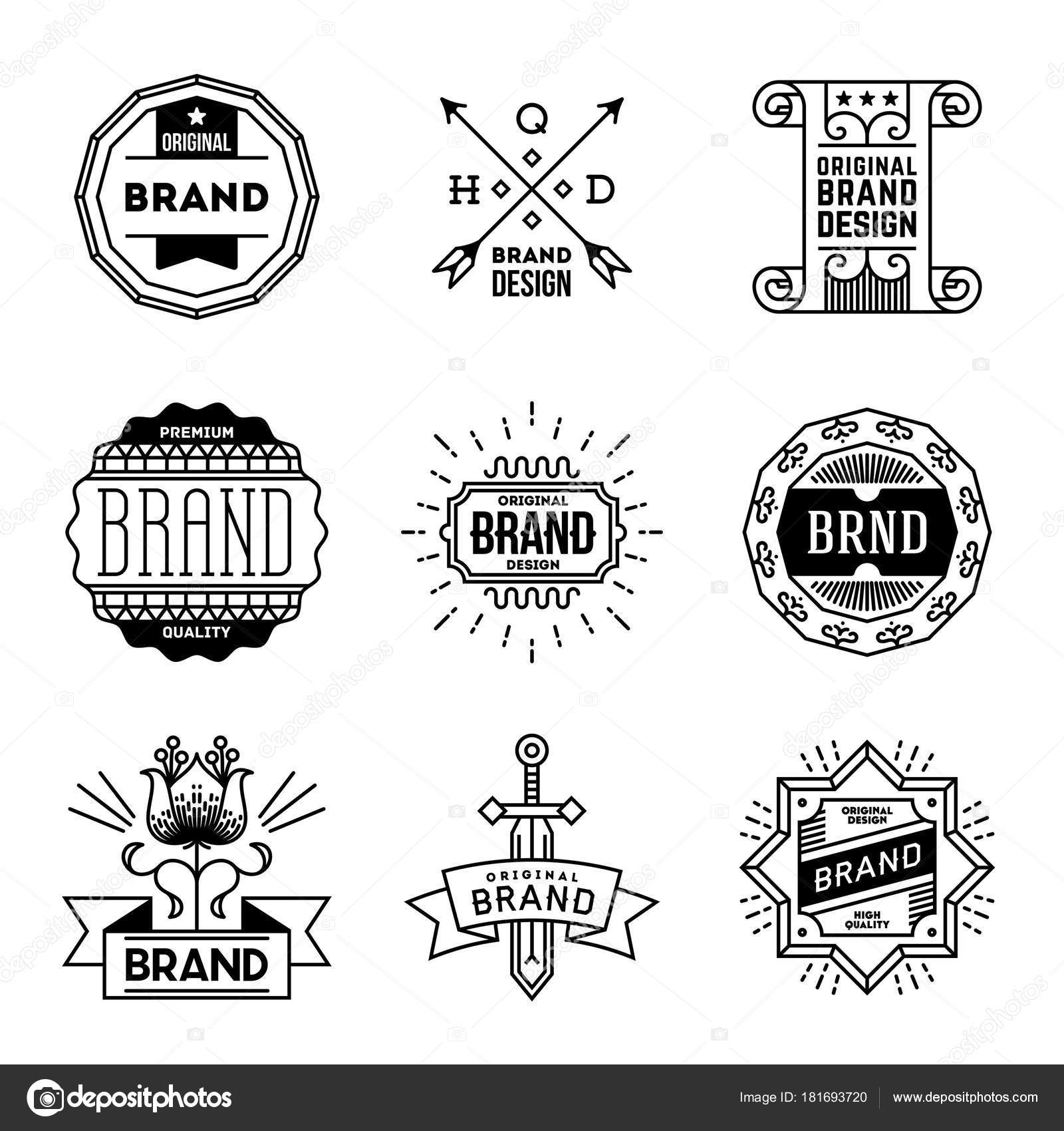 Simple Mono Lines Logos Collection Retro Brand Stock Vector by ...
