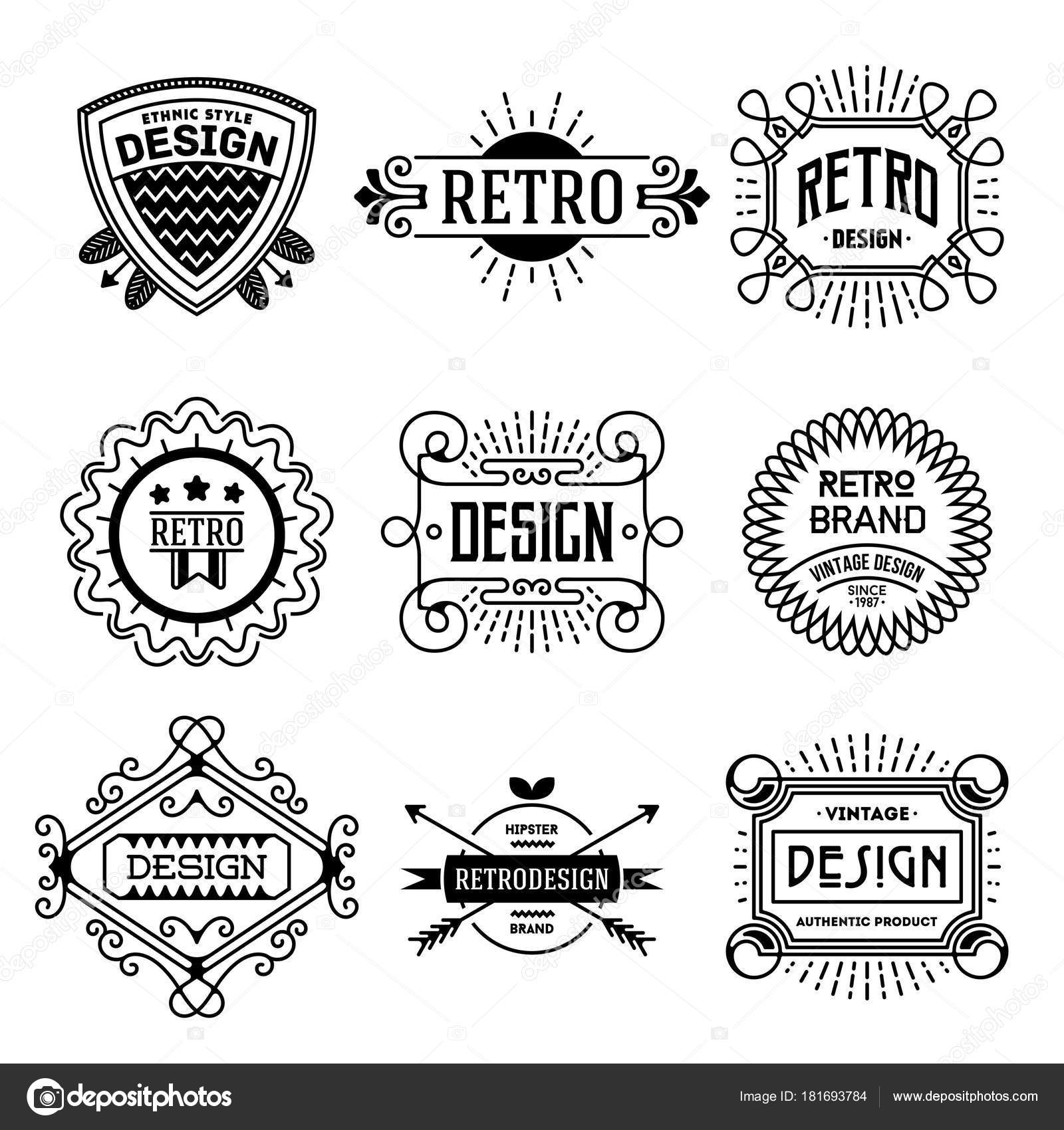 Colección Logotipos Simple Mono Lines Diseño Retro Vector de stock por ...