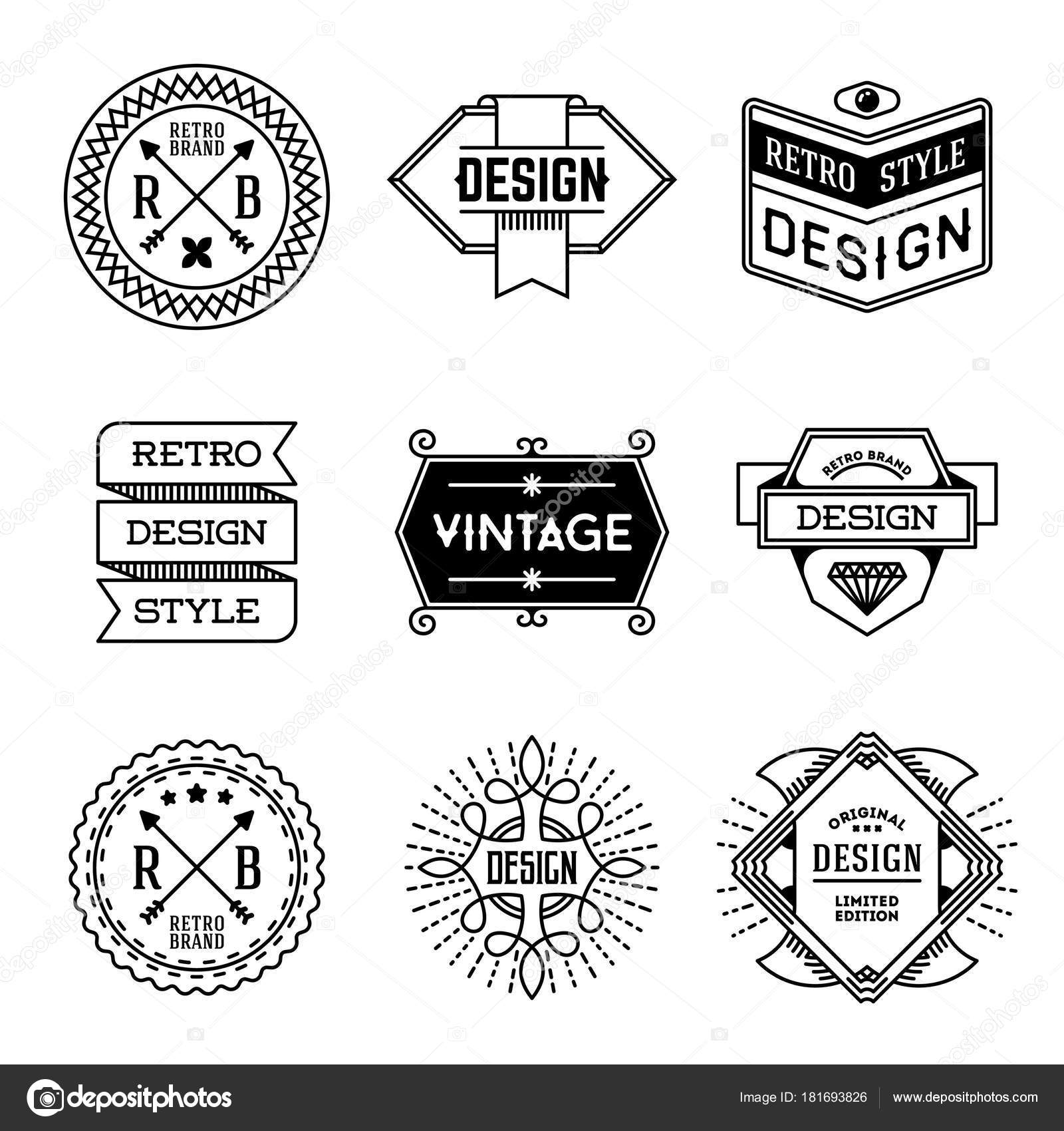 Simple Mono Lines Logos Collection Retro Design Stock Vector by ...