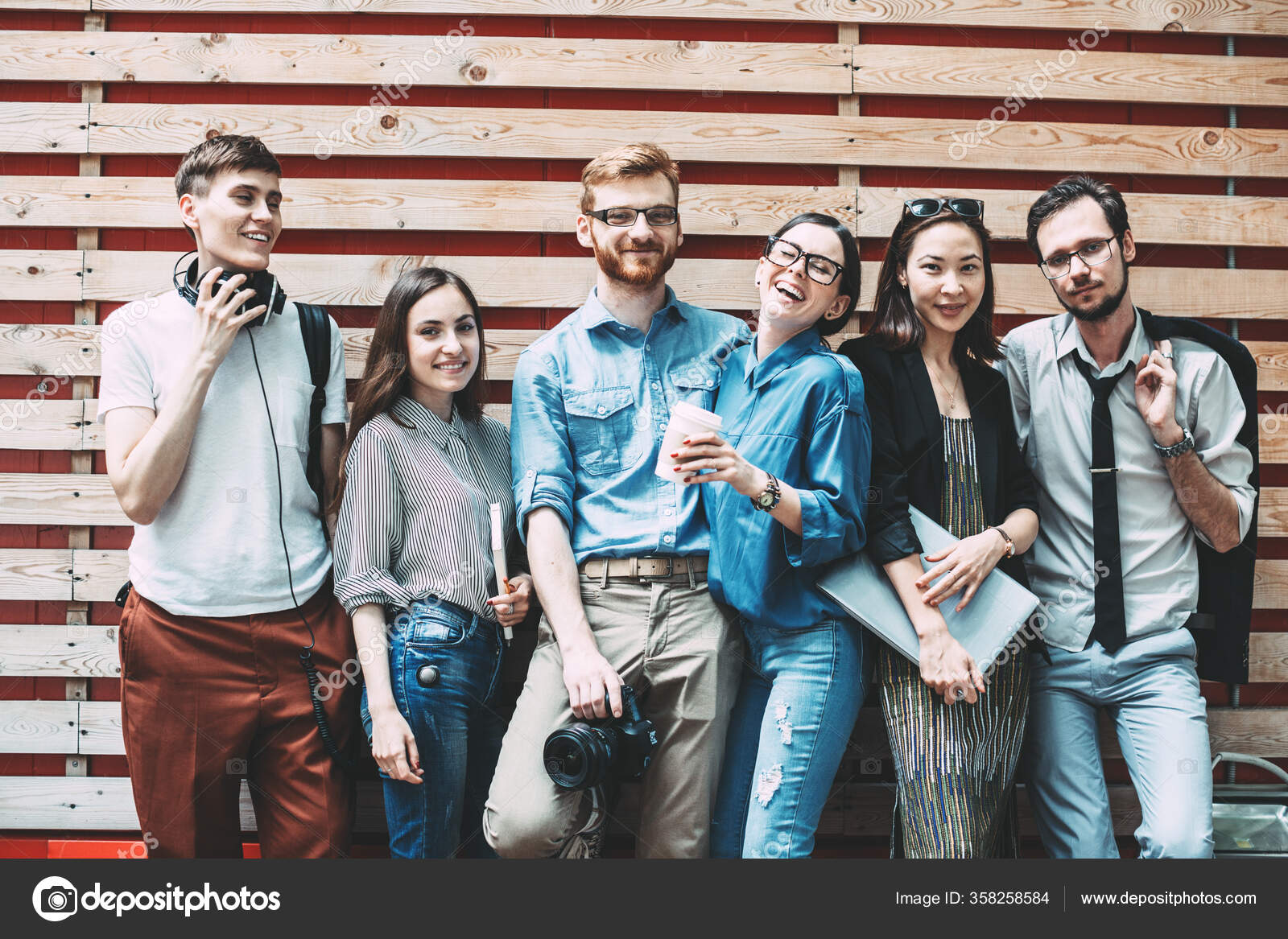 Young Modern Creative Team Group Colleagues Friends Happy Together ...