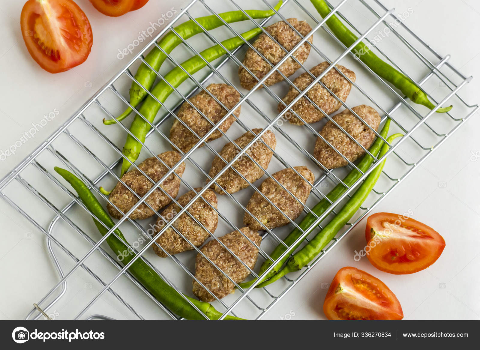 Uncooked Ground Beef Meatballs Stainless Steel Barbecue Grill Fresh ...