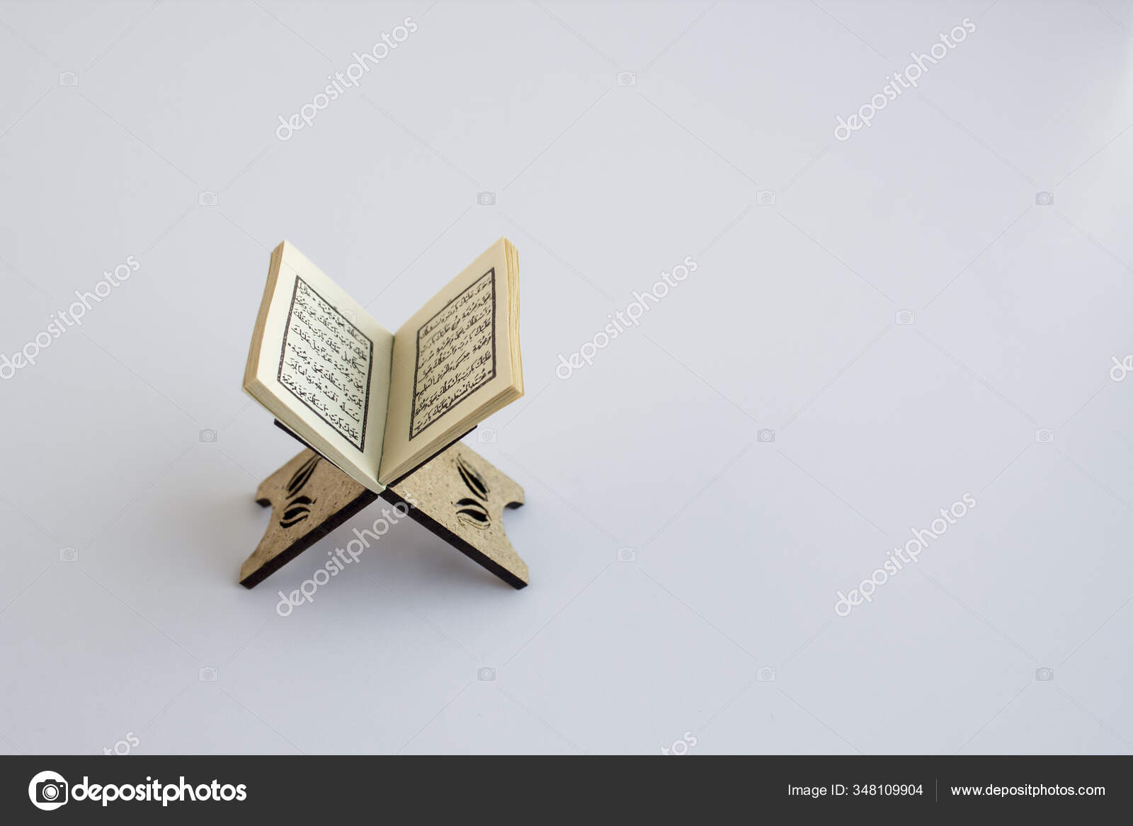 Miniature Small Wooden Lectern Mini Holy Book White Background Copy ...