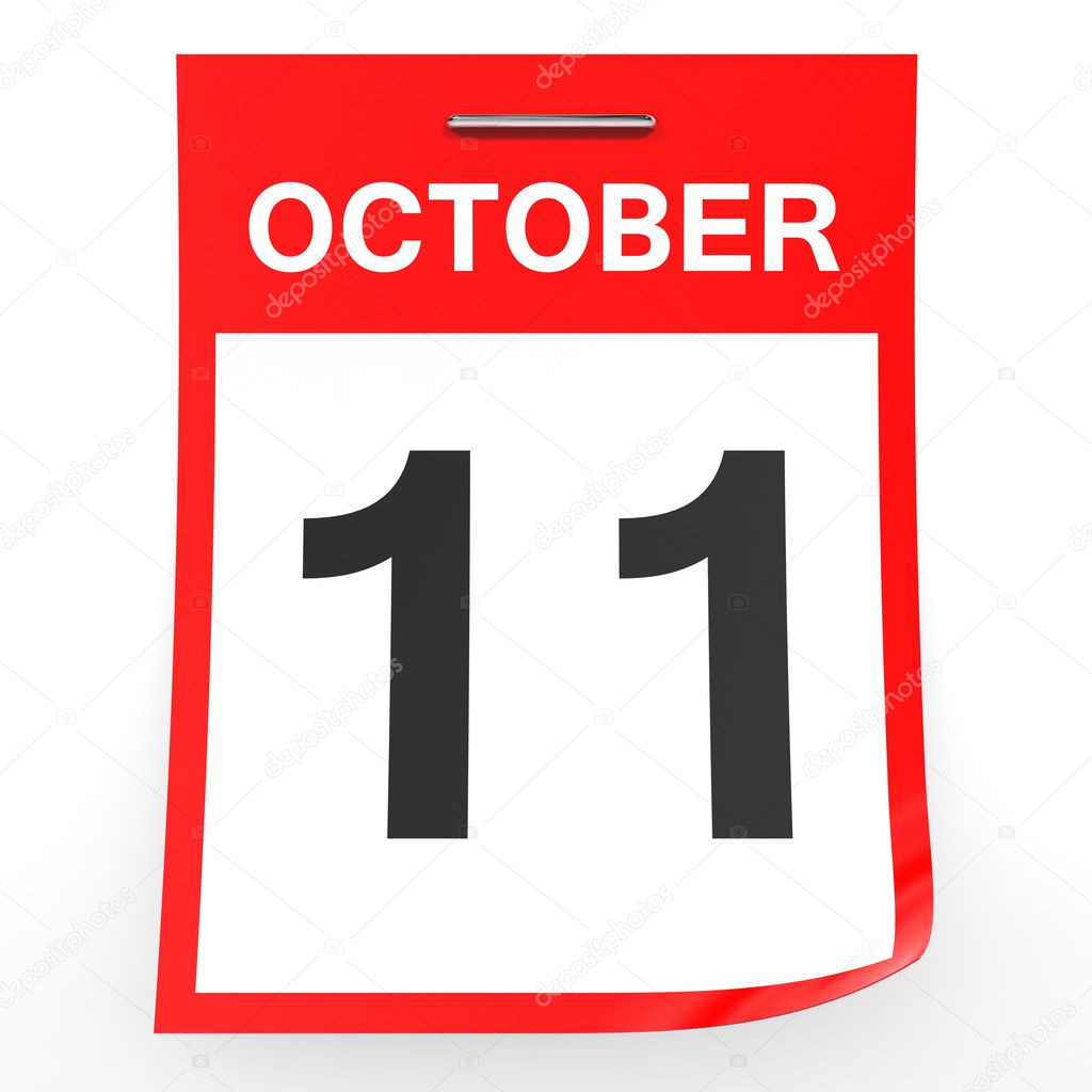 October 11. Calendar on white background. — Stock Photo © iCreative3D ...