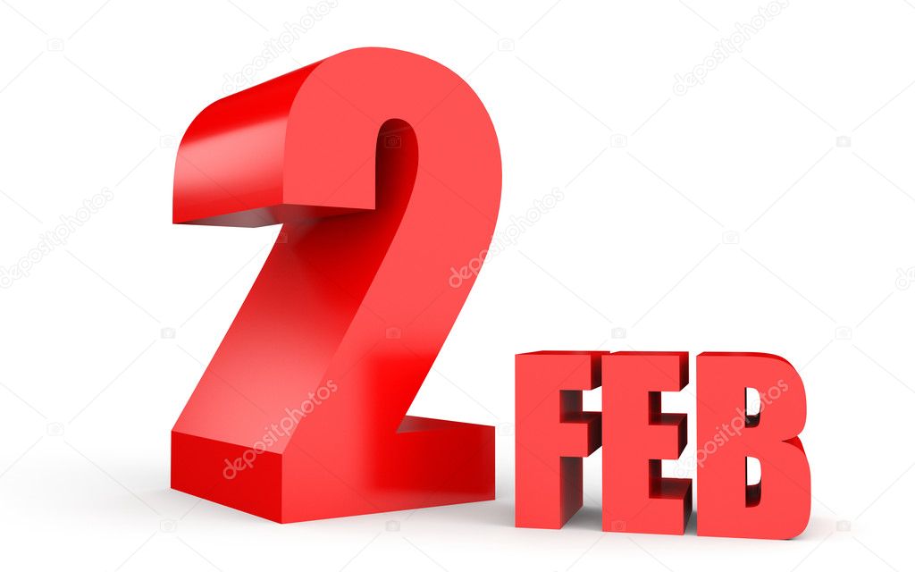 February 2. Text on white background. Stock Photo by ©iCreative3D 125979796